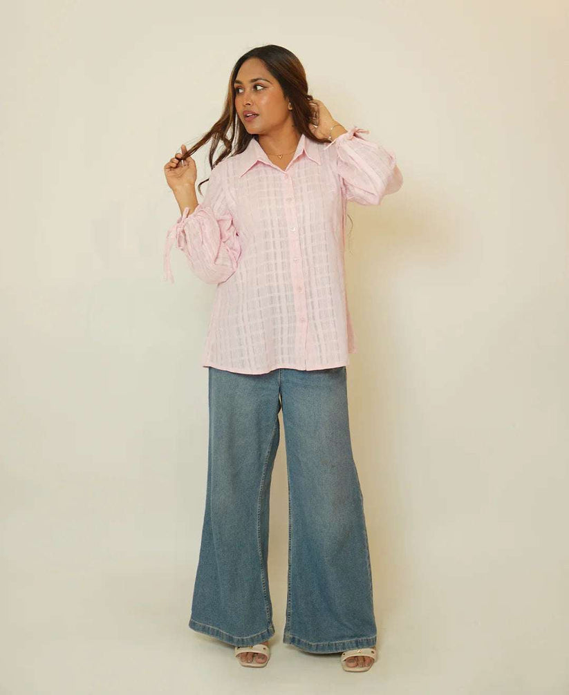 The Subtle Statement – Self Pattern Loose Fit Balloon Sleeve Shirt ...